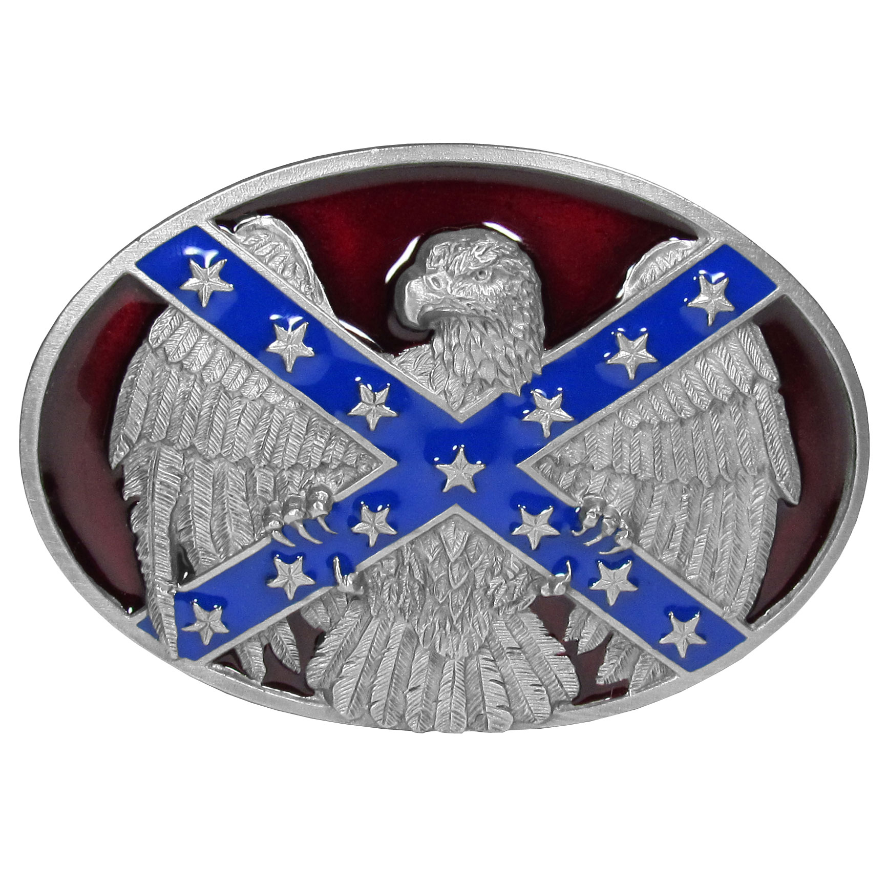 Confederate Flag & Eagle Enameled Belt Buckle
