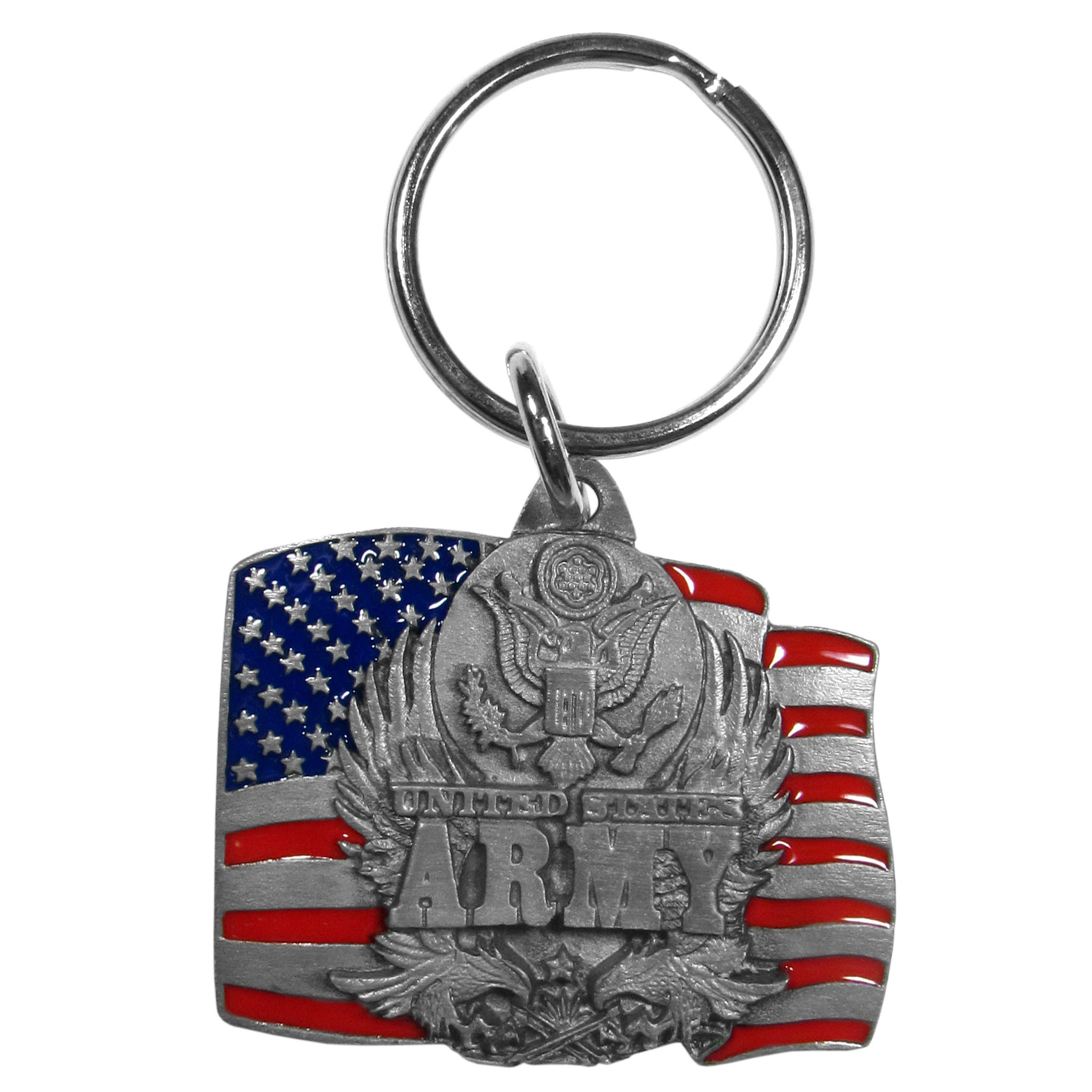 U.S. Army Military Metal Key Chain with Enameled Details
